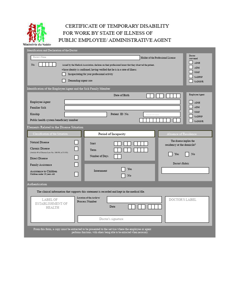 Temporary Incapacity Certificate-1 | PDF | Identity Document | Medicine