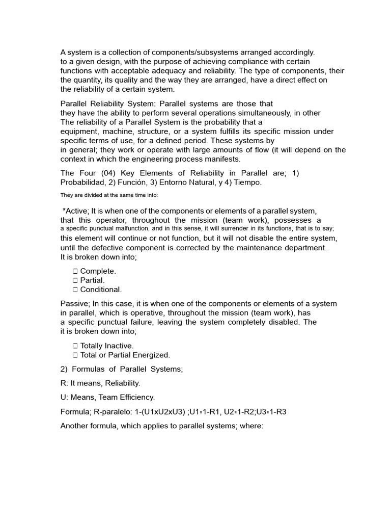 Reliability of Parallel Systems. | PDF | Reliability Engineering | System