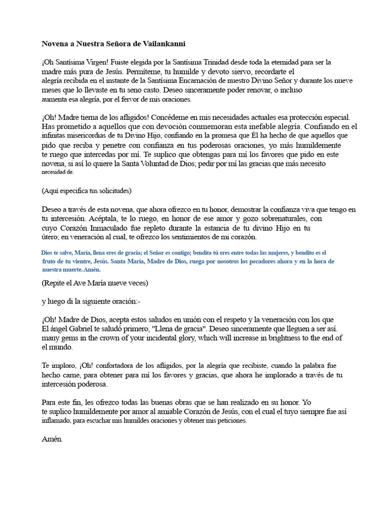 Novena de Oración - Irla | PDF | María, madre de Jesús | Intercesión