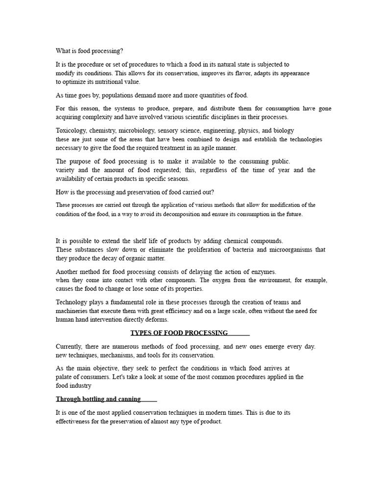 What Is Food Processing? | PDF | Food Preservation | Meat