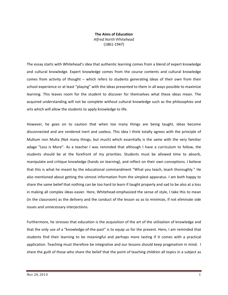 Aims of Education | PDF | Alfred North Whitehead | Curriculum