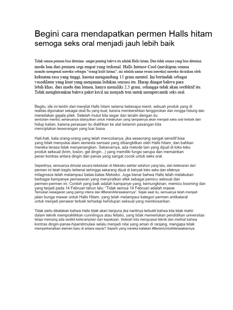 Begini Cara Mendapatkan Permen Halls Hitam Agar Oral Seks Menjadi Lebih ...