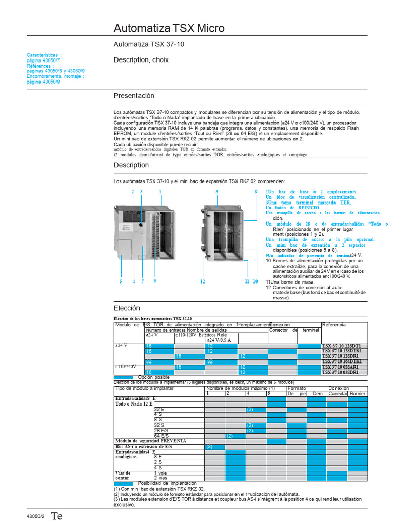 Automatización de Autómatas TSX 37-10 y 37-21/22 | PDF | Almacenamiento ...
