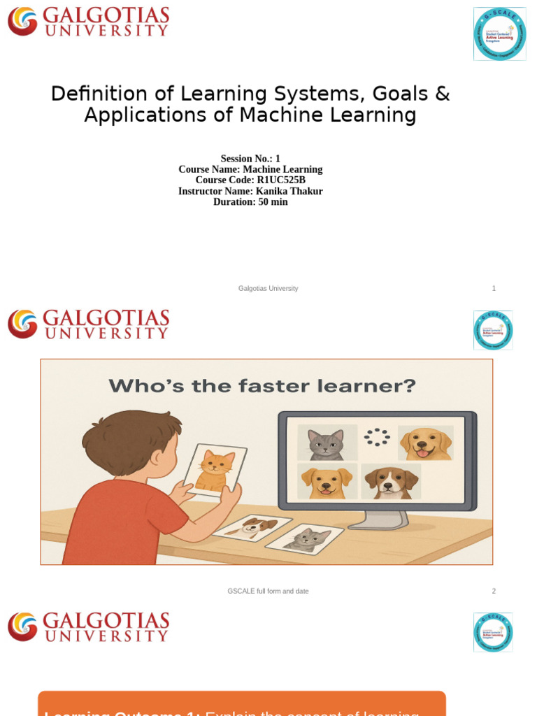 Learning Systems & Machine Learning Goals | PDF | Machine Learning ...