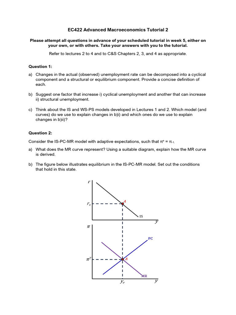 EC422 Tutorial 2 Solutions | PDF | Inflation | Phillips Curve