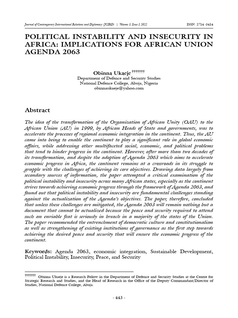 Political Instability and Insecurity in Africa Imp | PDF | African ...