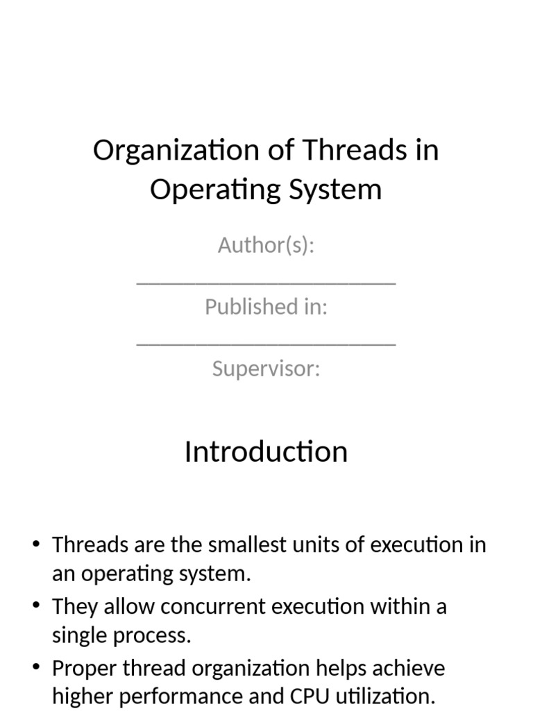 Organization of Threads in Operating System | PDF