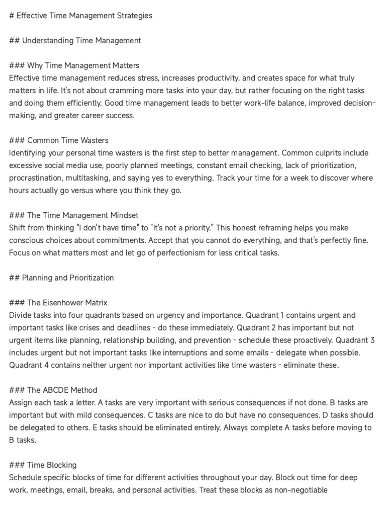 Time Management Strategies for Productivity | PDF | Time Management ...