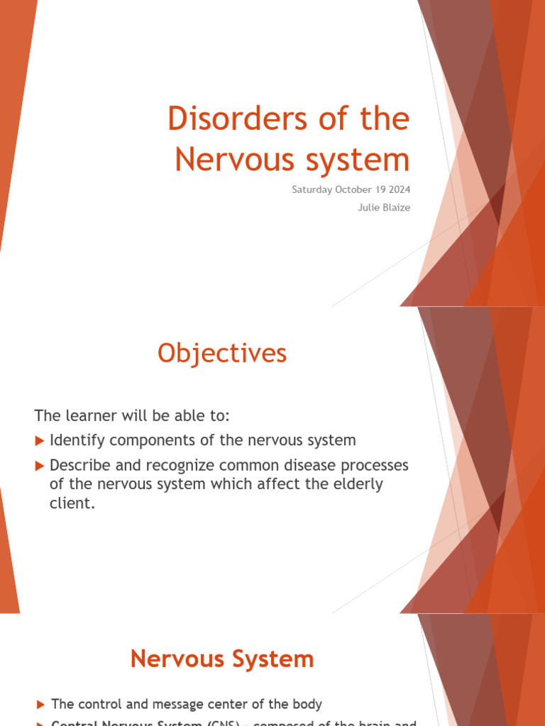 Nervous System Disorders in the Elderly | PDF | Central Nervous System ...