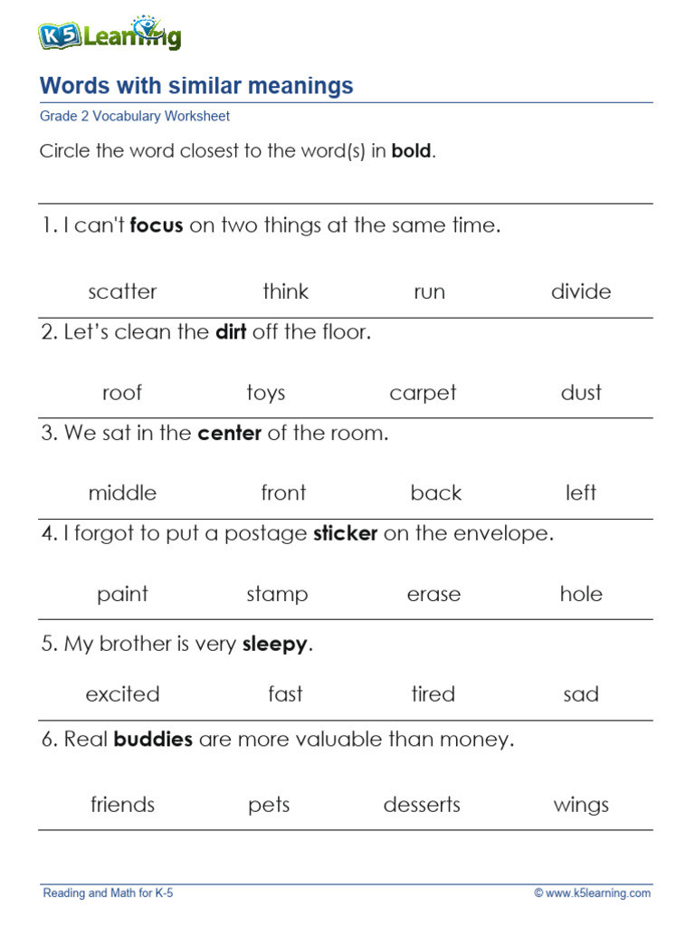 Grade 2 Words Meanings 3 | PDF
