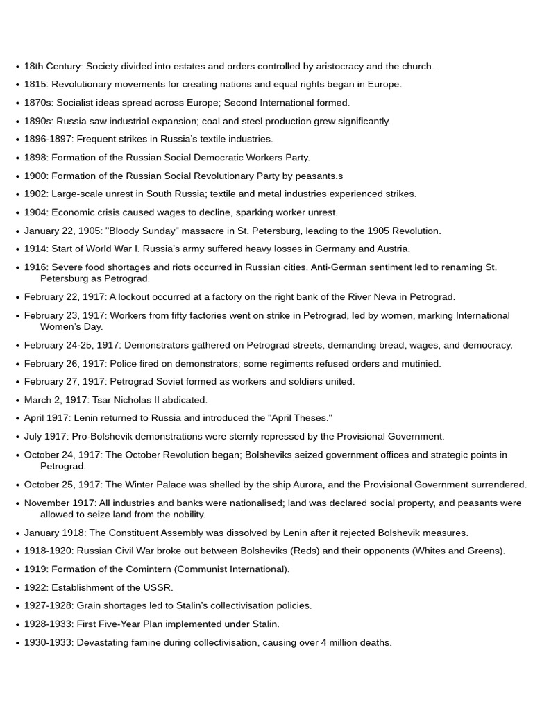 Russian Revolution - Timeline | PDF | Russian Revolution | Vladimir Lenin