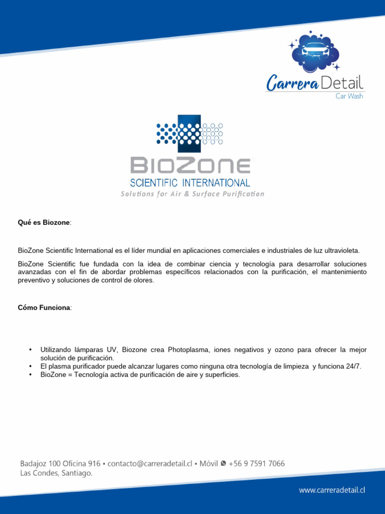Detalle Servicio Biozone | PDF | Ultravioleta | Ozono