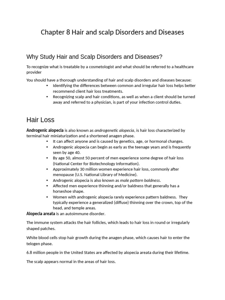 Hair and Scalp Disorders Overview | PDF | Hair Loss | Skin