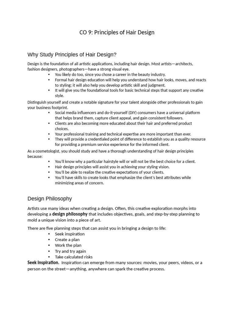 Principles of Hair Design Explained | PDF | Hairstyle | Hair