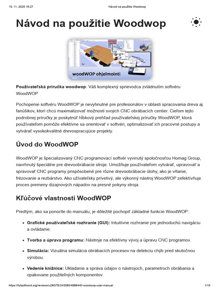 Návod Na Použitie Woodwop | PDF