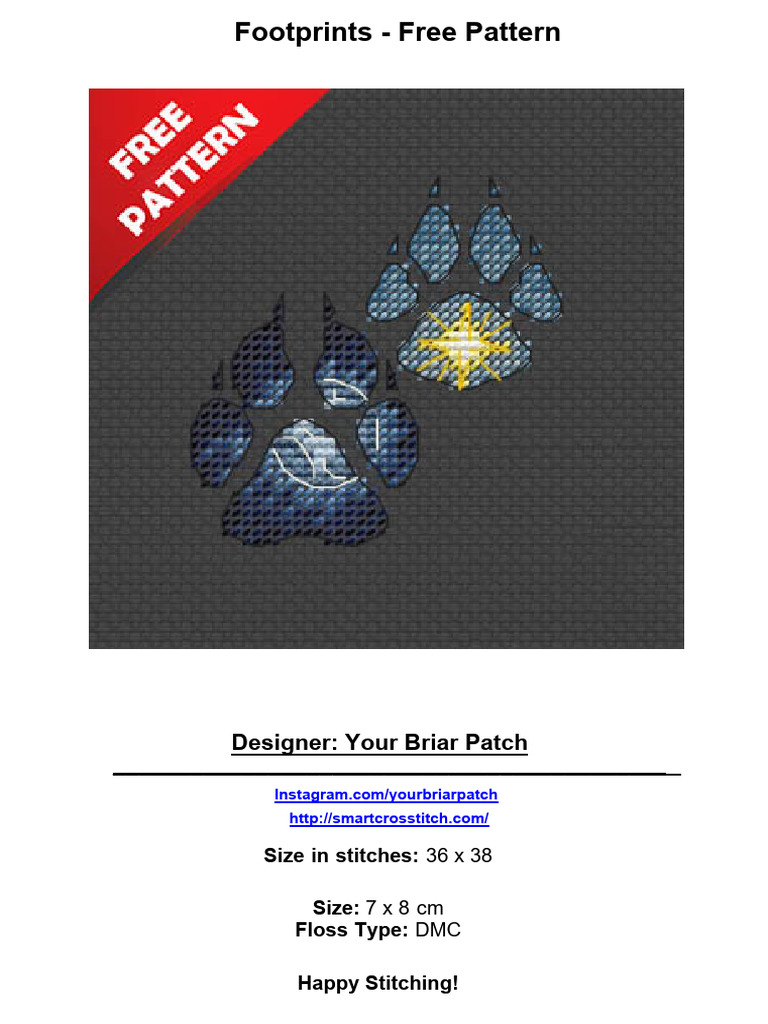 Free Footprints Cross Stitch Pattern | PDF | Embroidery | Embroidery ...