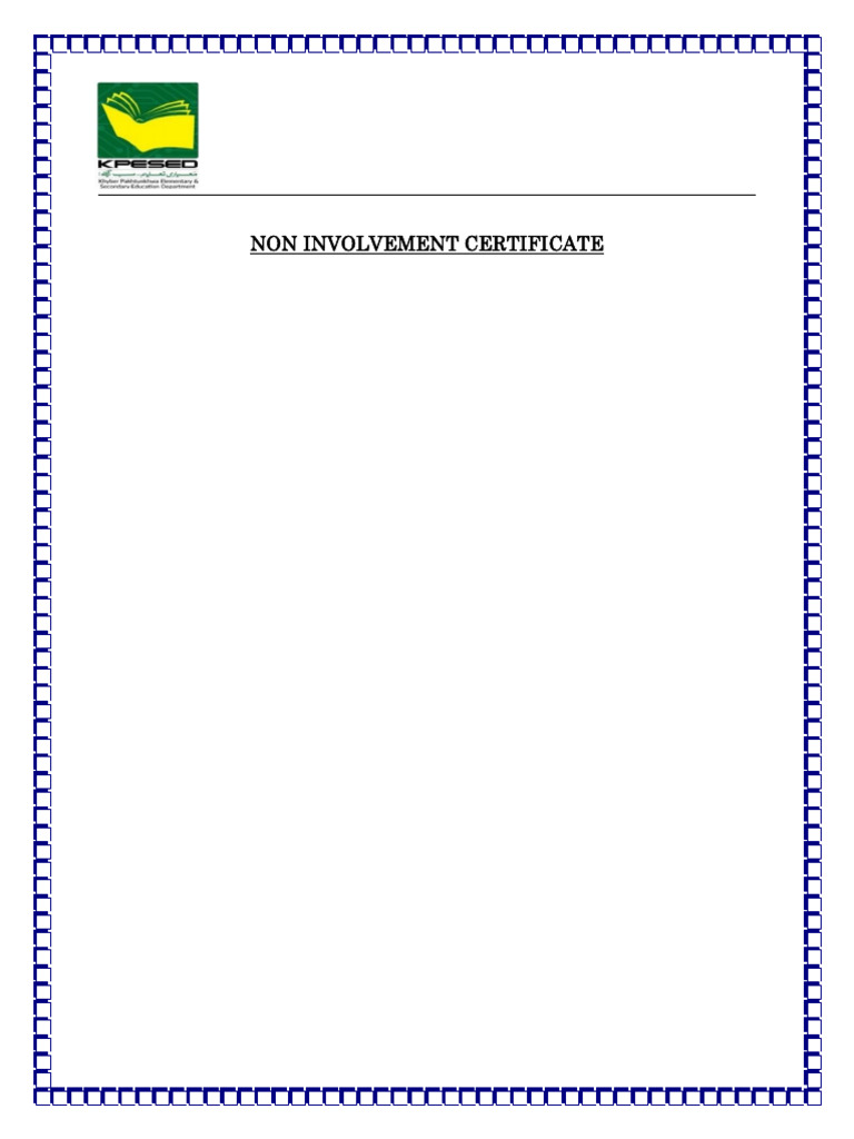 Non Involvement Certificate | PDF