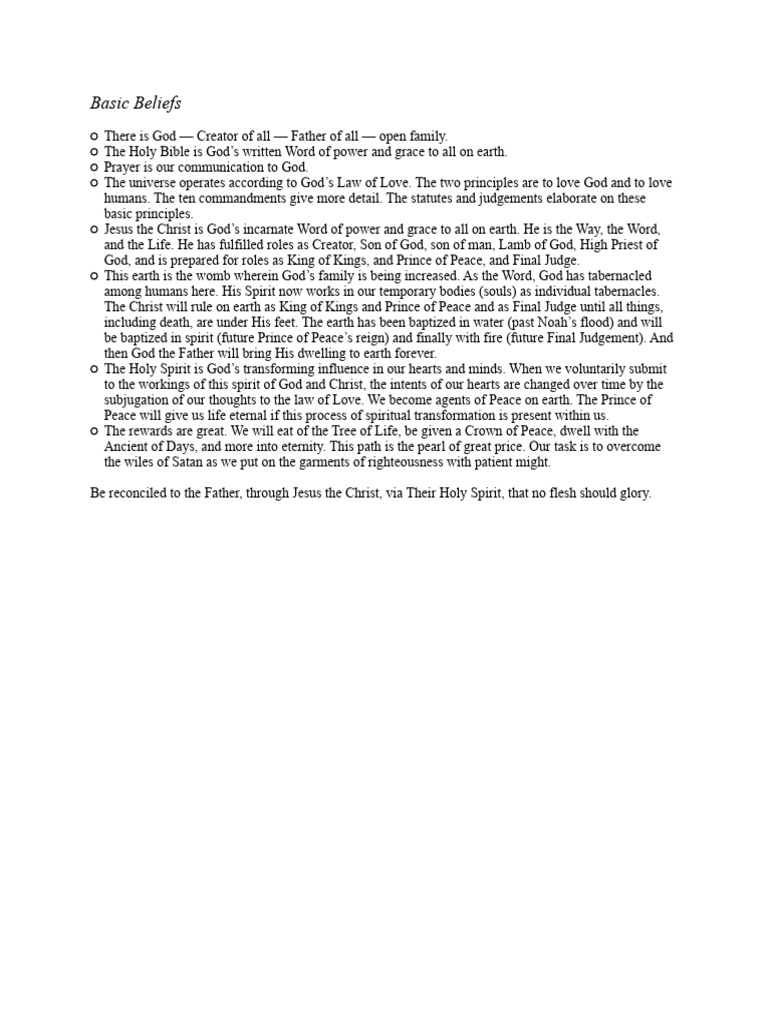 Basic Beliefs | PDF