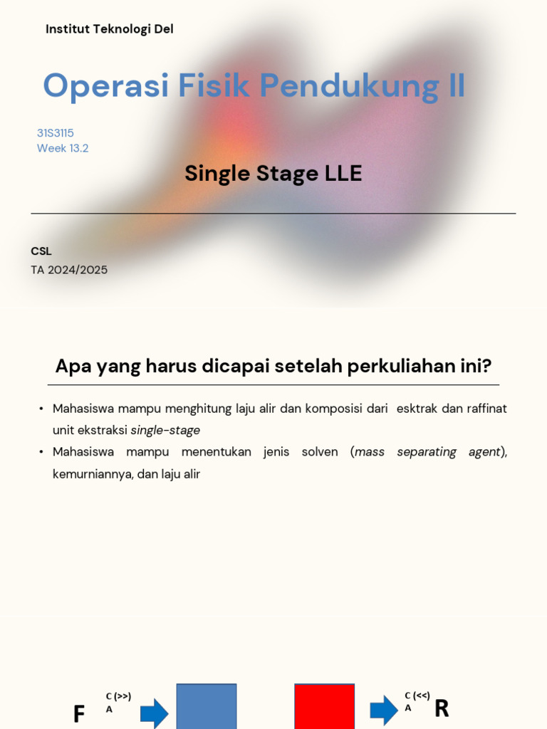 W12.2 Single Stage Extraction | PDF