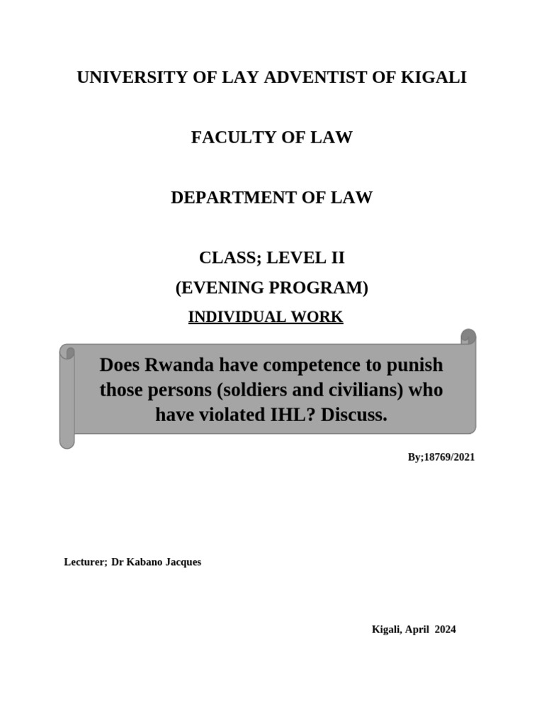 Rwanda's Authority to Enforce IHL Violations | PDF | International ...
