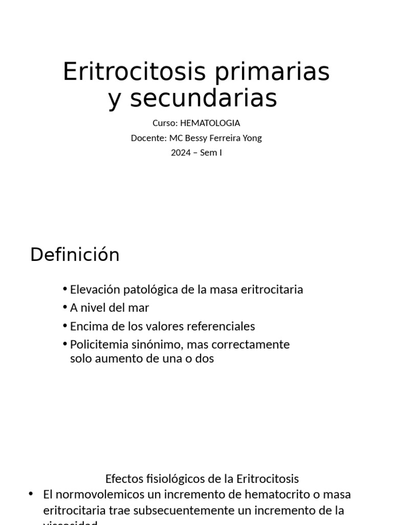 03 - Eritrocitosis Primarias y Secundarias | PDF | Glóbulo rojo ...