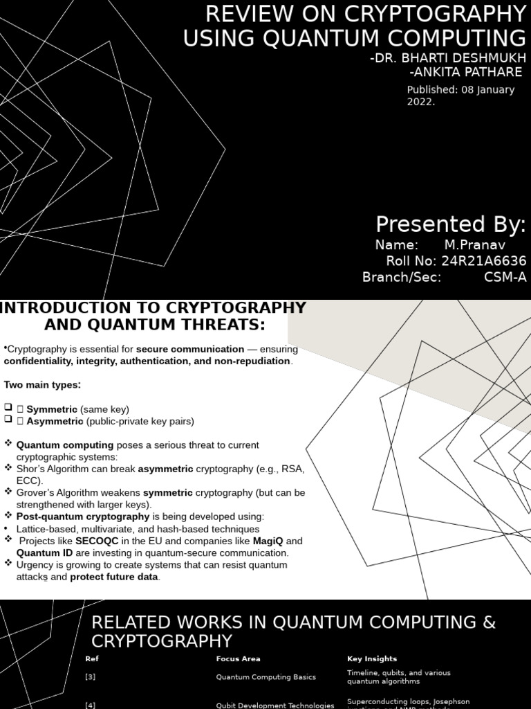 Review On Cryptography Using Quantum Computing | PDF | Quantum Computing | Key (Cryptography)