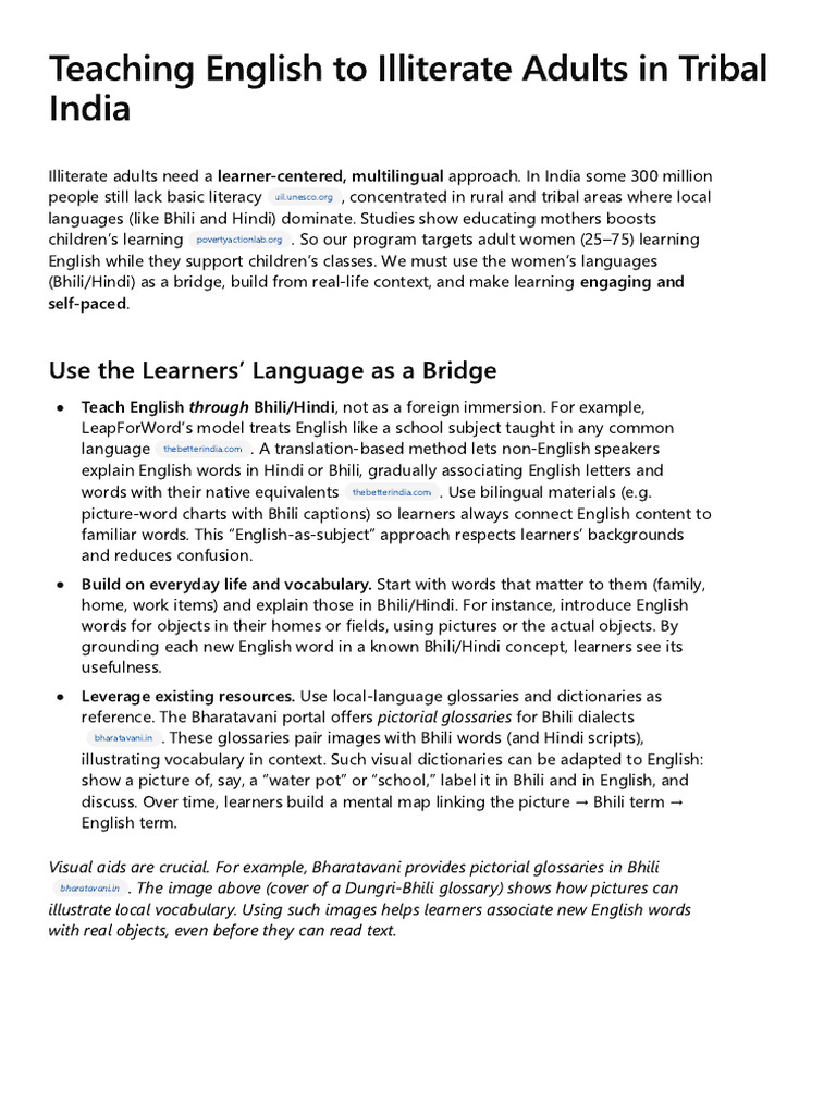 Teaching English To Illiterate Women | PDF