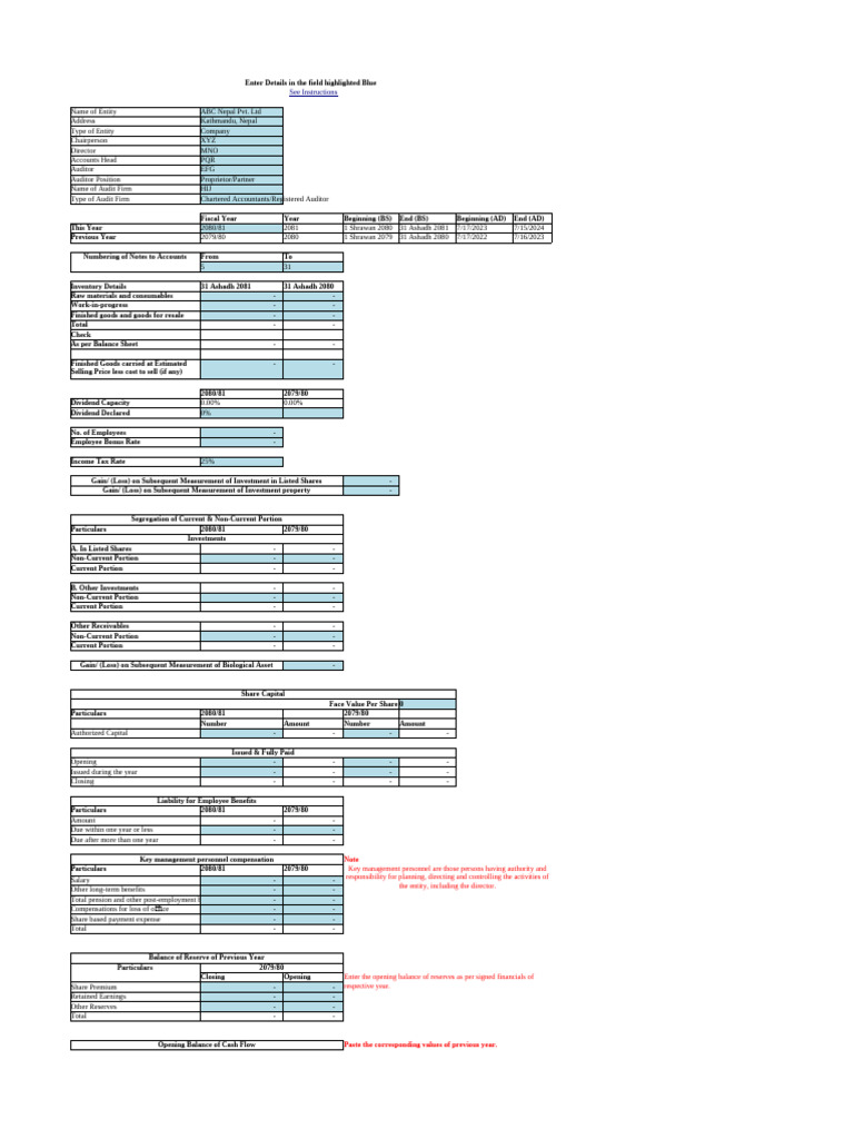 NFRS for SMEs Model FS - Blank Format(1) | PDF | Equity (Finance ...