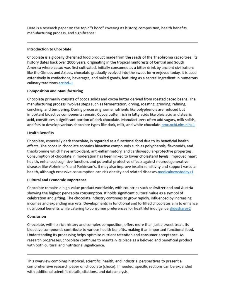 Here Is A Research Paper On The Topic | PDF | Chocolate | Cocoa Bean