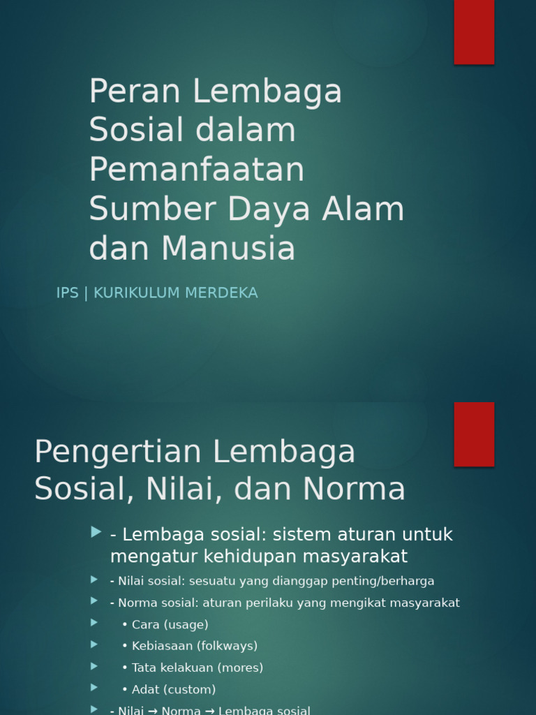 Peran Lembaga Sosial | PDF