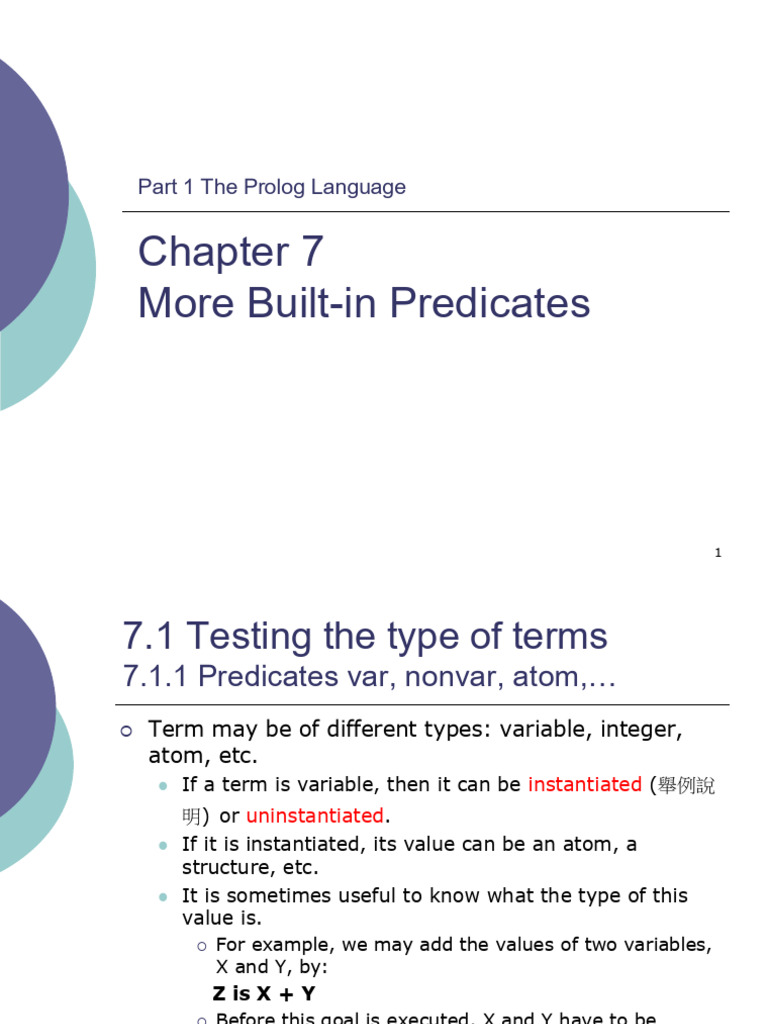PrologCh7 | PDF | Numbers | First Order Logic