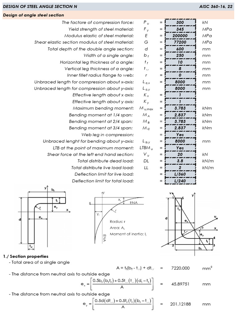 Angle-Section_Design_AISC360-16,22 | PDF | Bending | Buckling