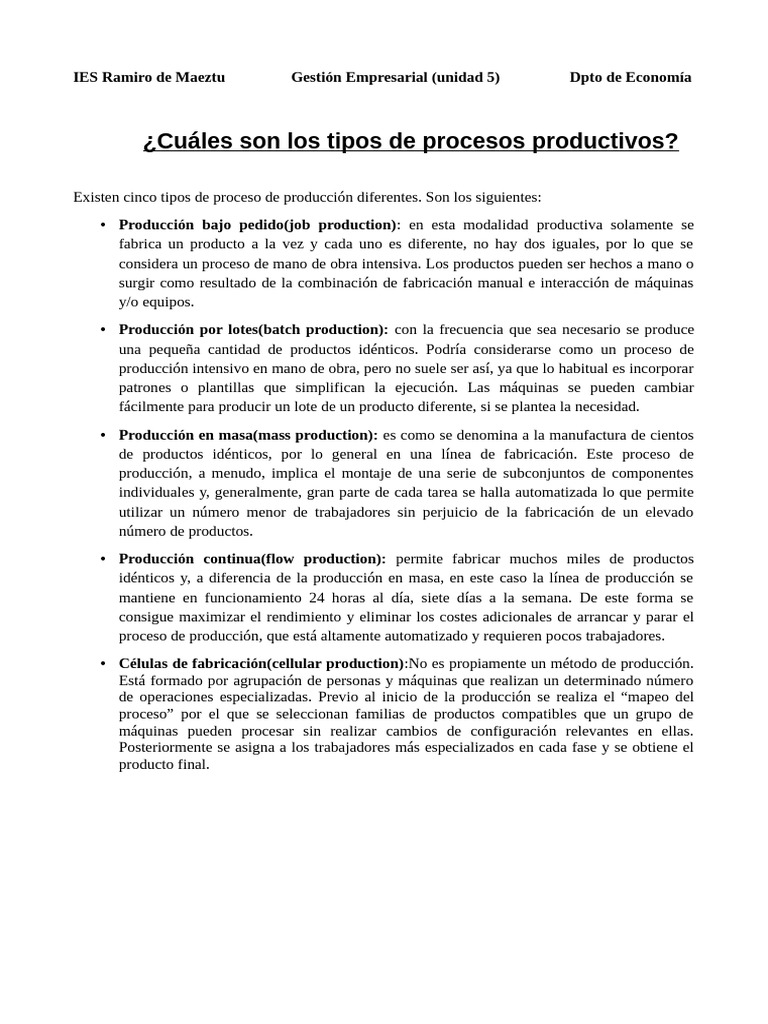 Tipos de Proceso de Producción-1 | PDF | Big Data | Business