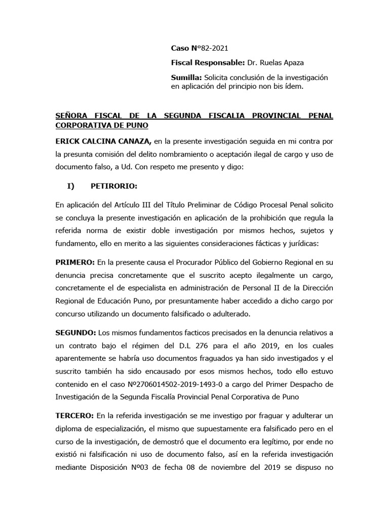 Escrito Calcina Canaza | PDF | Justicia | Crimen y violencia