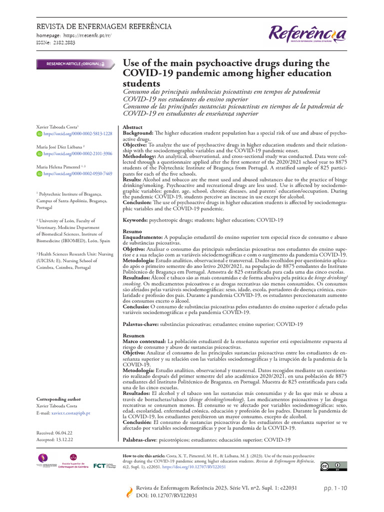 Psychoactive Drug Use in Students During COVID-19 | PDF | Psychoactive ...