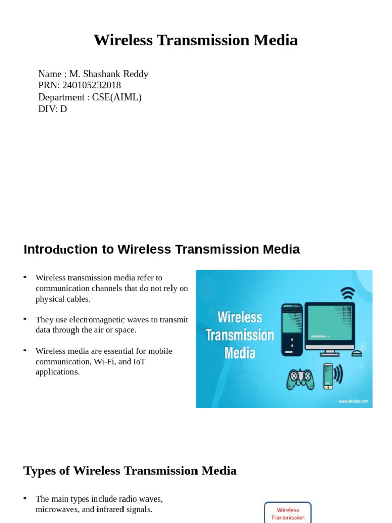 Overview of Wireless Transmission Media | PDF | Wireless | Transmission ...