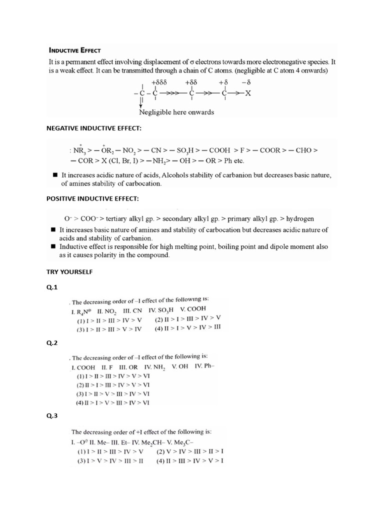 Inductive Effects and Stability in Chemistry | PDF