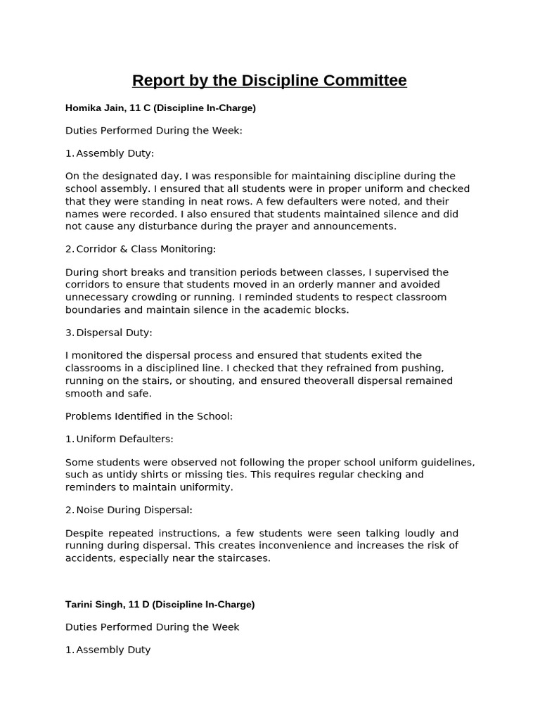 Discipline Committee Report | PDF