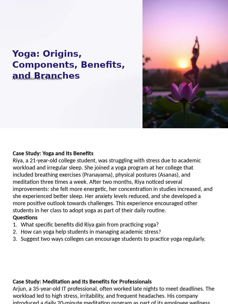 Yoga Origins Components Benefits and Branches (Autosaved) | PDF | Yoga ...