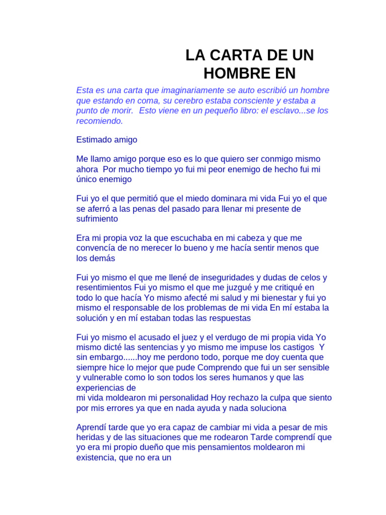 La Carta de Un Hombre en | PDF