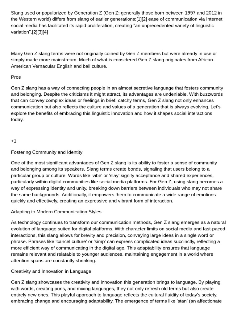 Slang Used or Popularized by Generation Z (Gen Z Generally Those Born ...