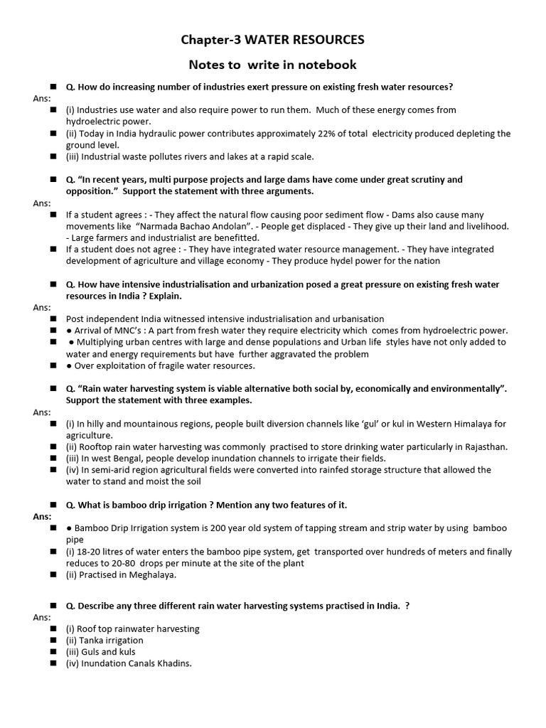 Notes To Write in Notebook. | PDF | Dam | Irrigation