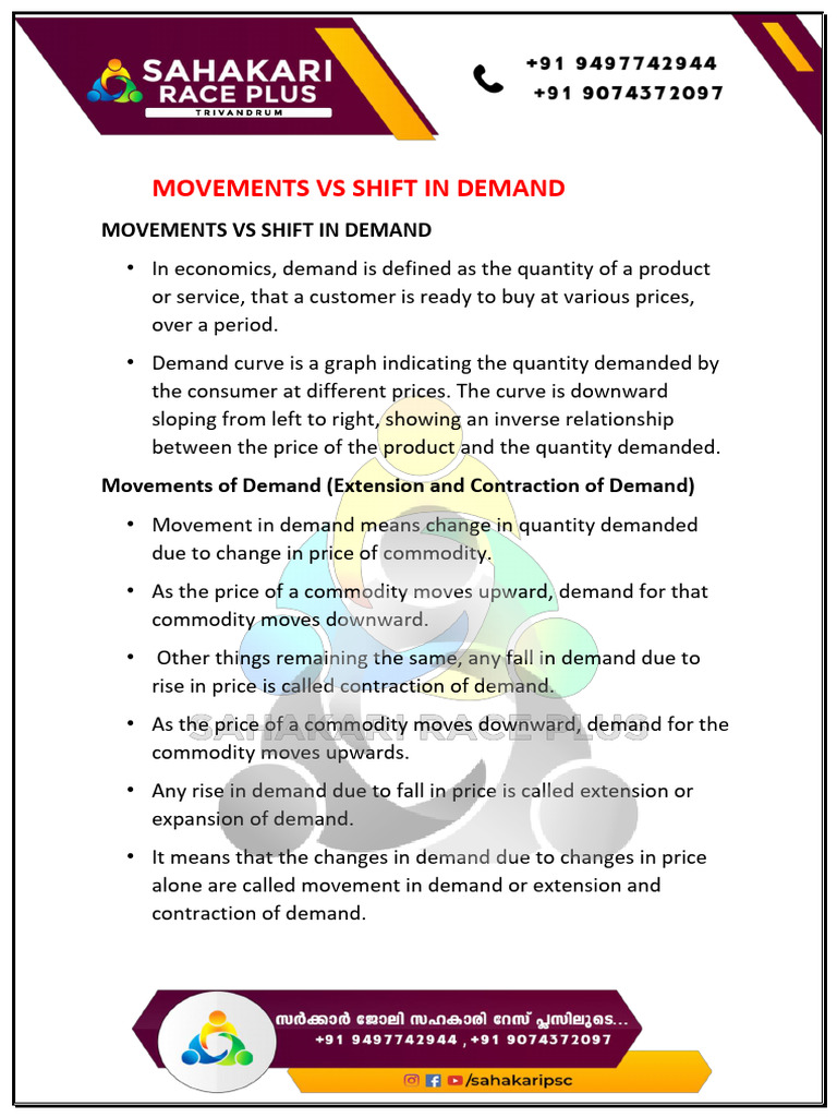 Movement VS Shift in Demand Notes-1 | PDF | Demand | Demand Curve