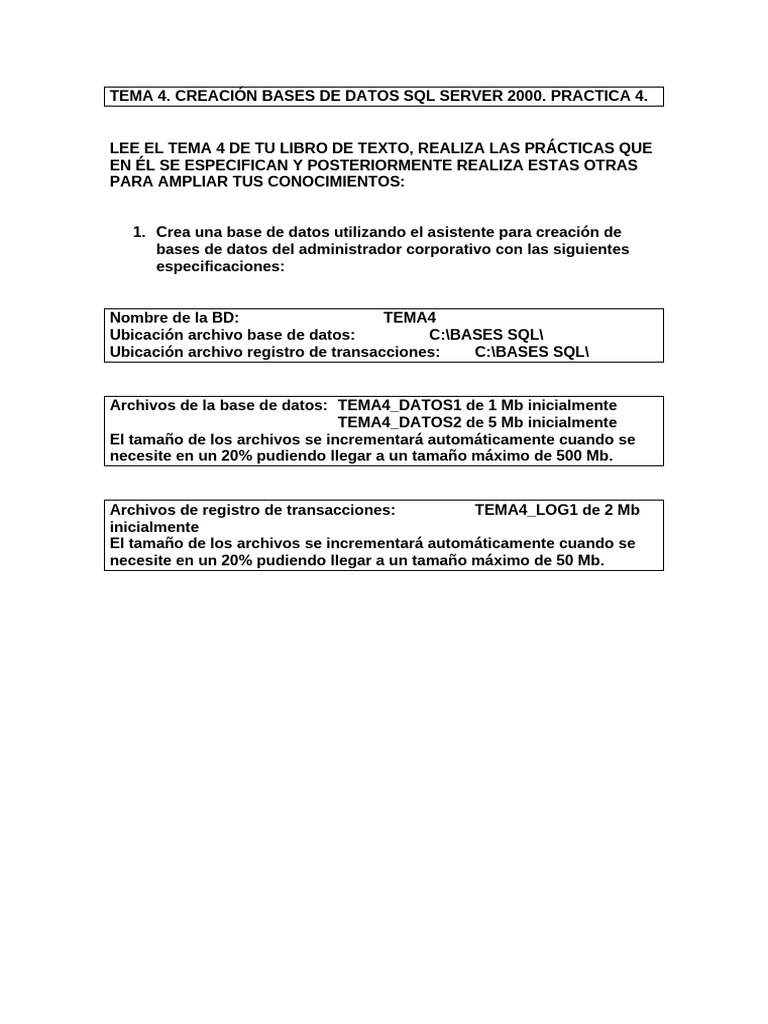 Practica 4 SQL Server 2000 | PDF | Bases de datos | SQL