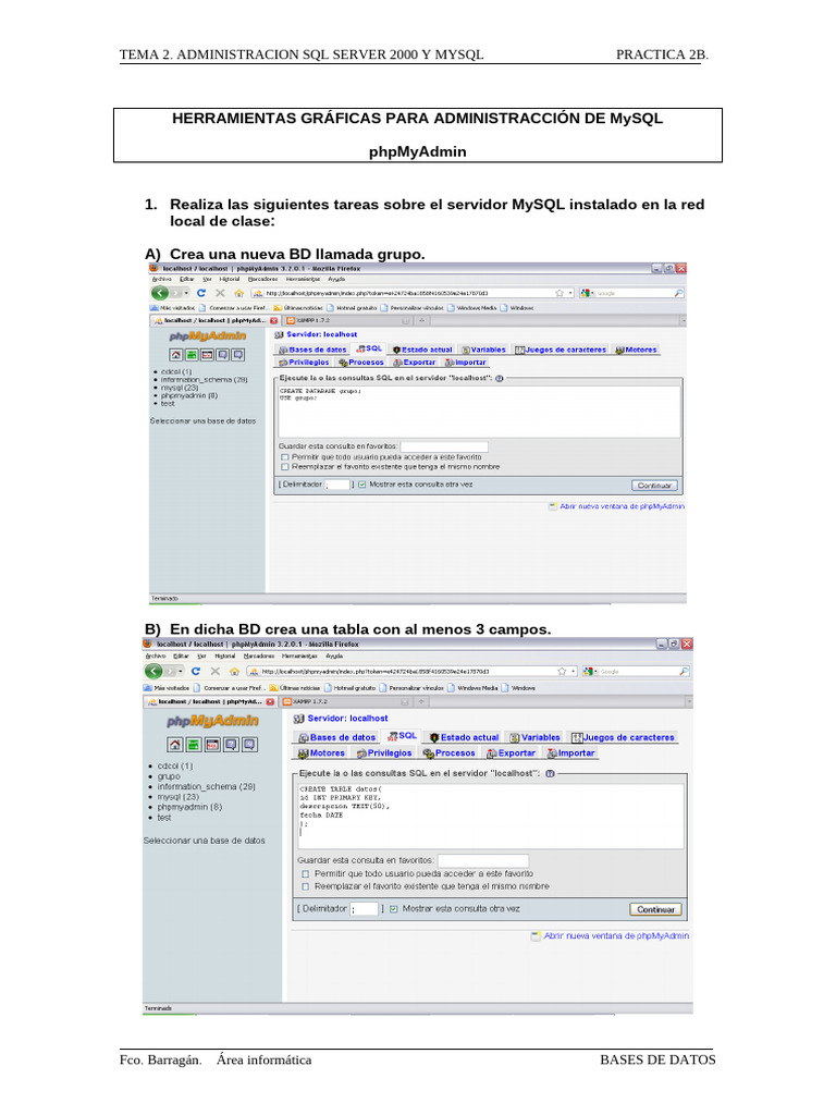 Practica 2B PhpMyAdmin | PDF