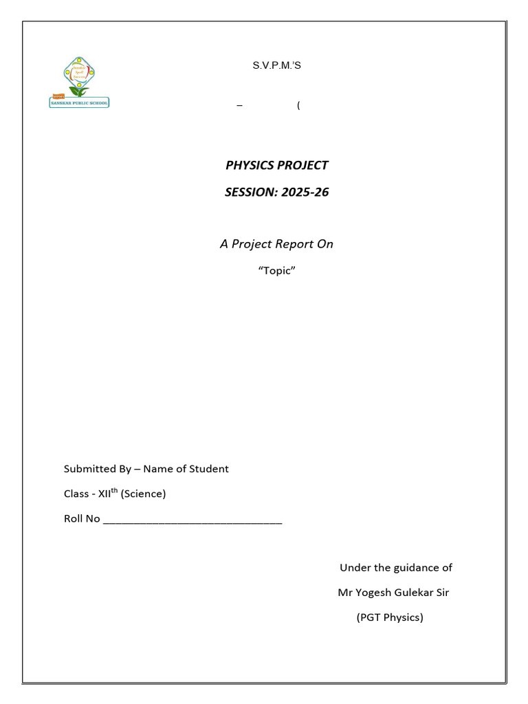 Physics Project Report for Class XII | PDF