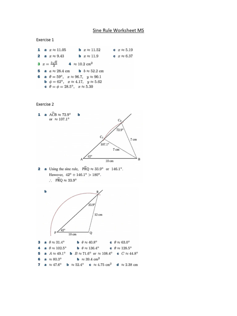 Sine Rule Worksheet MS | PDF