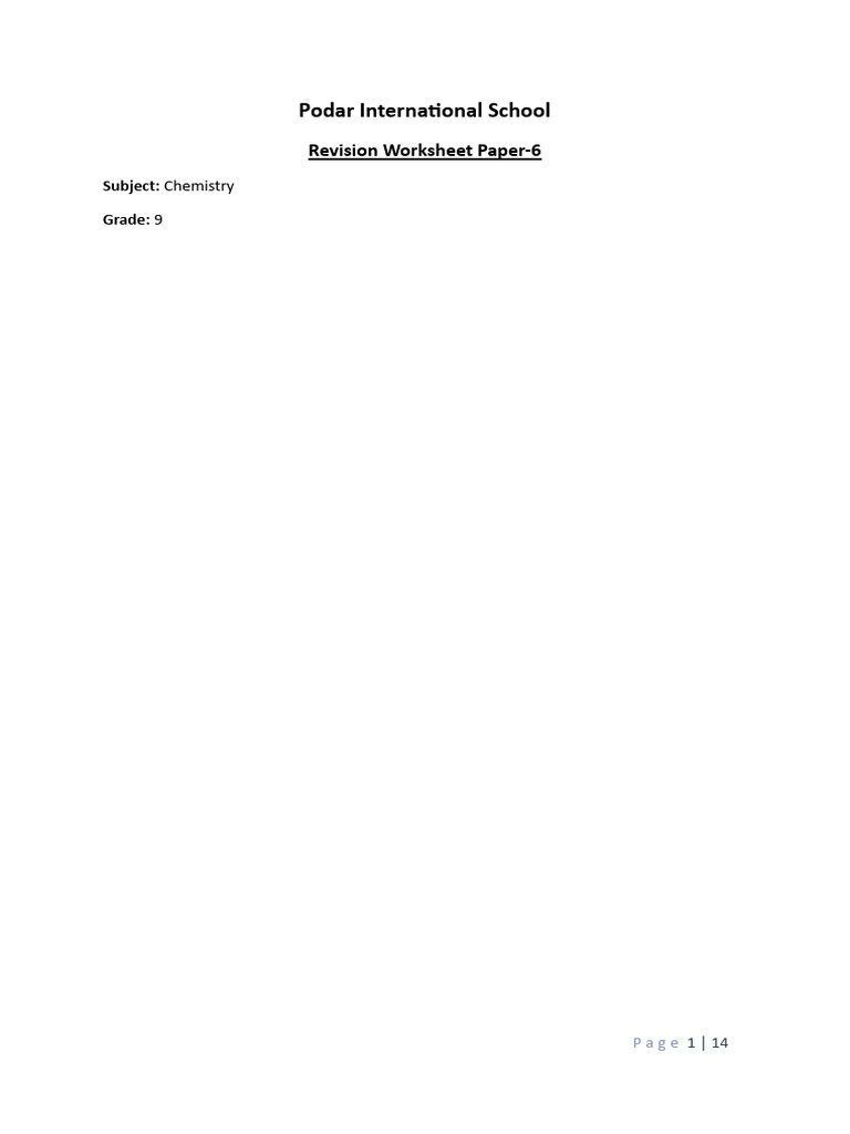G9 Chemistry Revision Worksheet Paper 6 | PDF