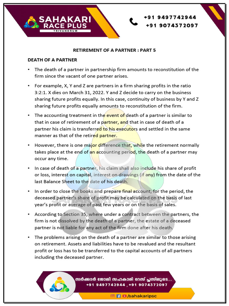 Partner Death Accounting Procedures | PDF | Insurance | Business