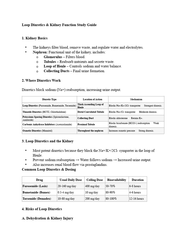 Loop Diuretics | PDF | Kidney | Medical Specialties